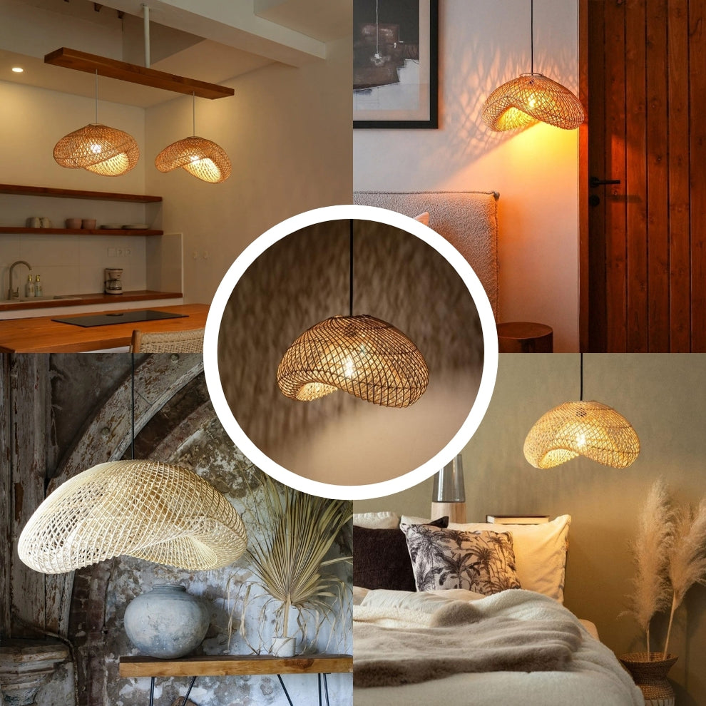 Rattan Wave Pendant Light – IndochinaLight