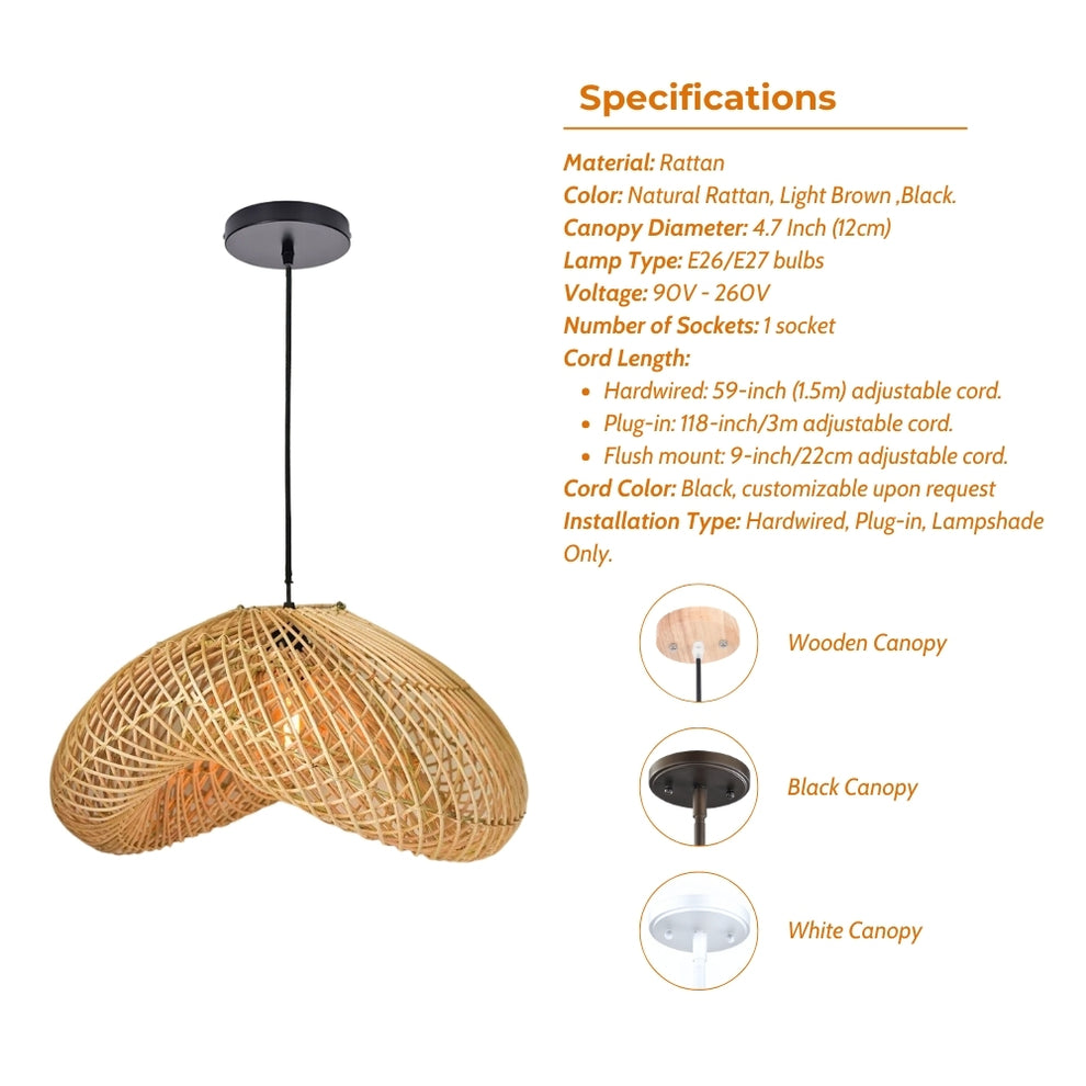 Rattan Wave Pendant Light – IndochinaLight